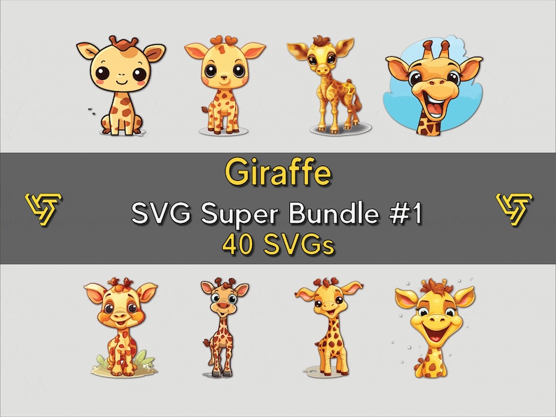 Cute Giraffe SVG Clipart Bundle - 40 Unique Designs - Etsy