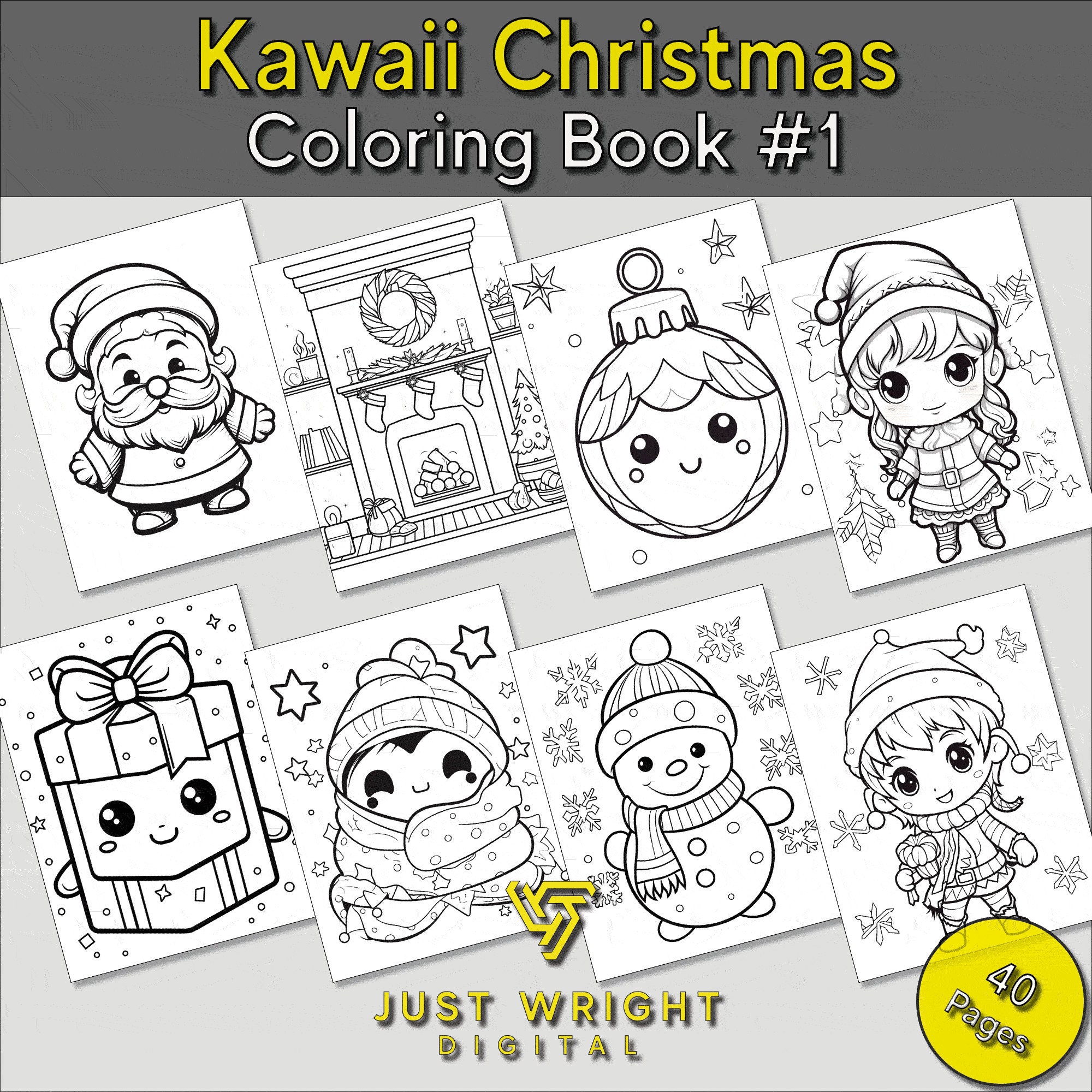 Kawaii Christmas Coloring Book 1 Celebrate the Holidays With 40 ...