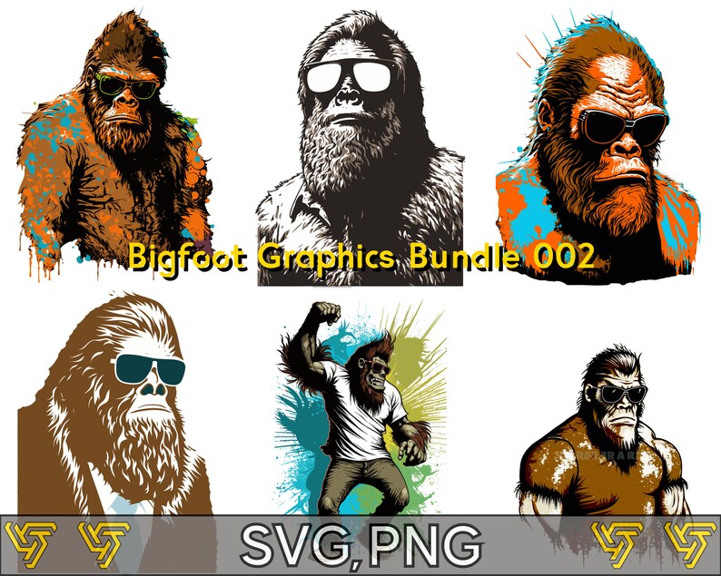 Bigfoot Clipart Bundle 002 Png Svg Instant Downloads For T Shirts