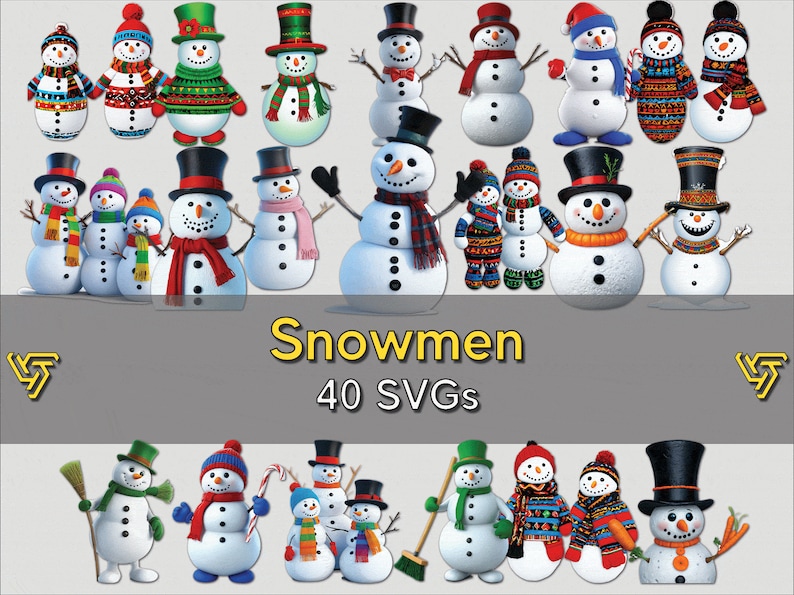 Snowman SVG Clipart Set: 40 Winter Graphics | Instant Download for ...