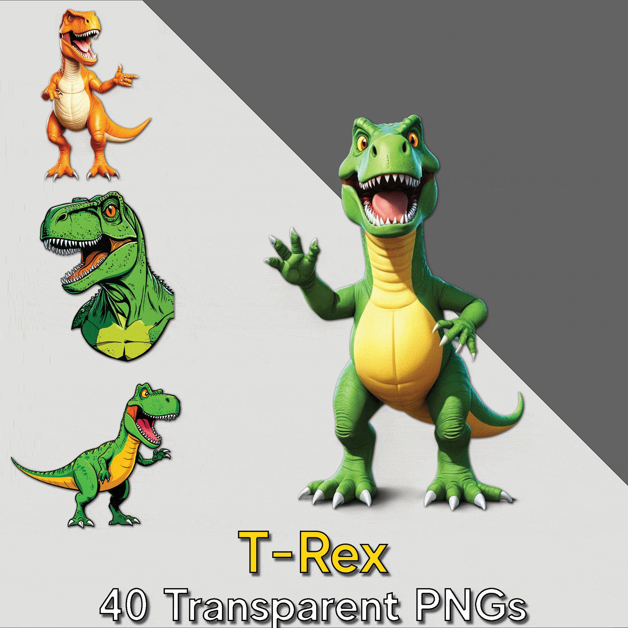 40 T-Rex Dinosaur PNG Clipart Bundle / 300 DPI Transparente / Descarga Digital para Manualidades ...