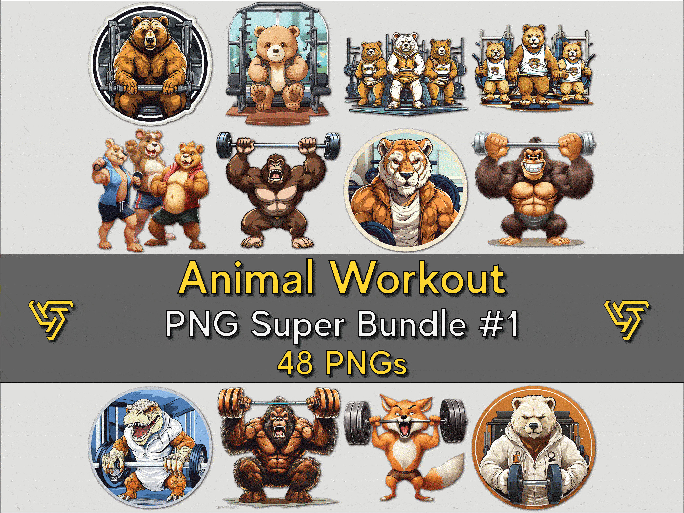 Animal Workout PNG Bundle 1 48 High Resolution, Transparent, 300 DPI ...