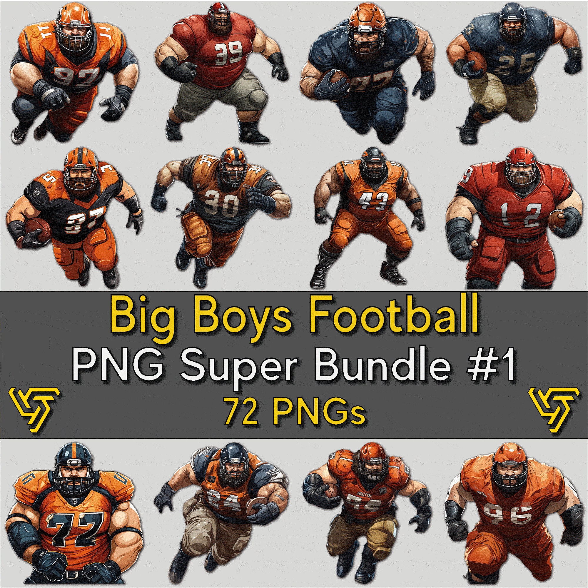 Big Boys Football Clipart Bundle #1 | Instantly Download Our Football ...