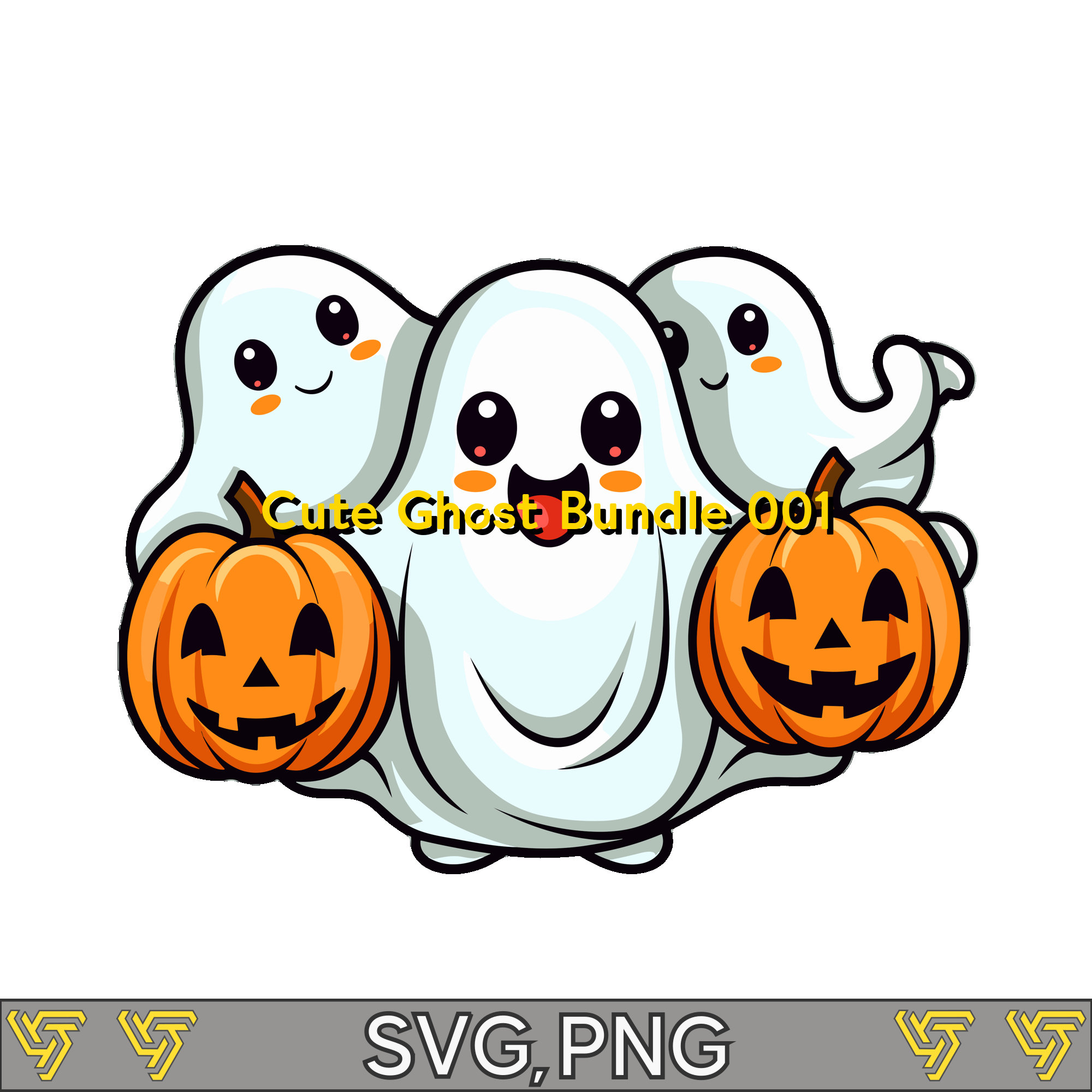 Cute Halloween Ghost Clipart Bundle 001 - 6 Instant Download SVG & PNG ...