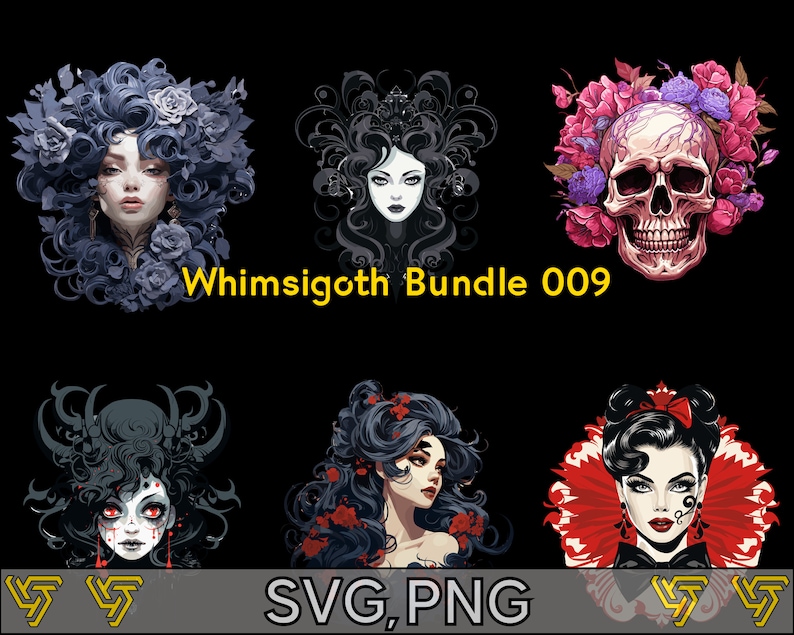 Whimsigoth Clipart Bundle 009 | 6 PNG and 6 SVG Instant Downloads | for ...