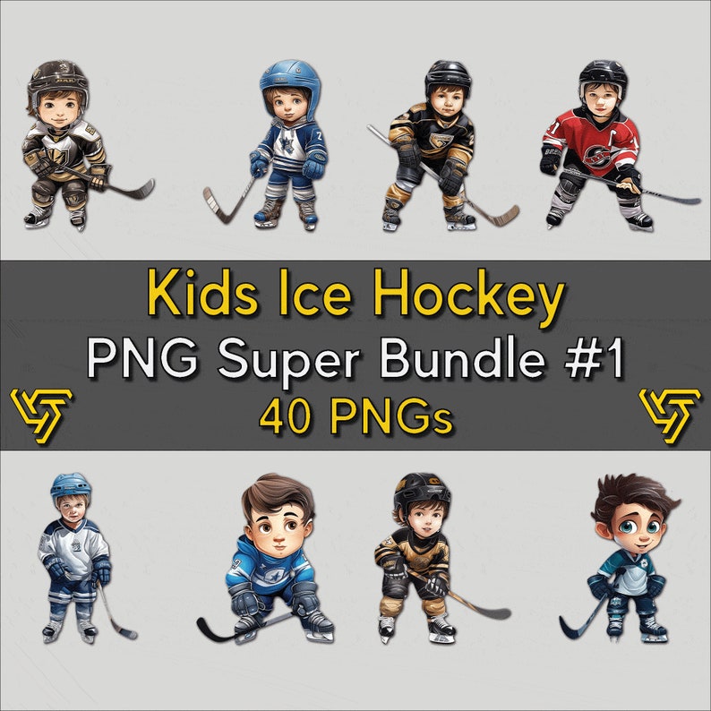 Kids Ice Hockey Clipart Bundle #1 | PNG Bundle | Instant Download | 40 ...
