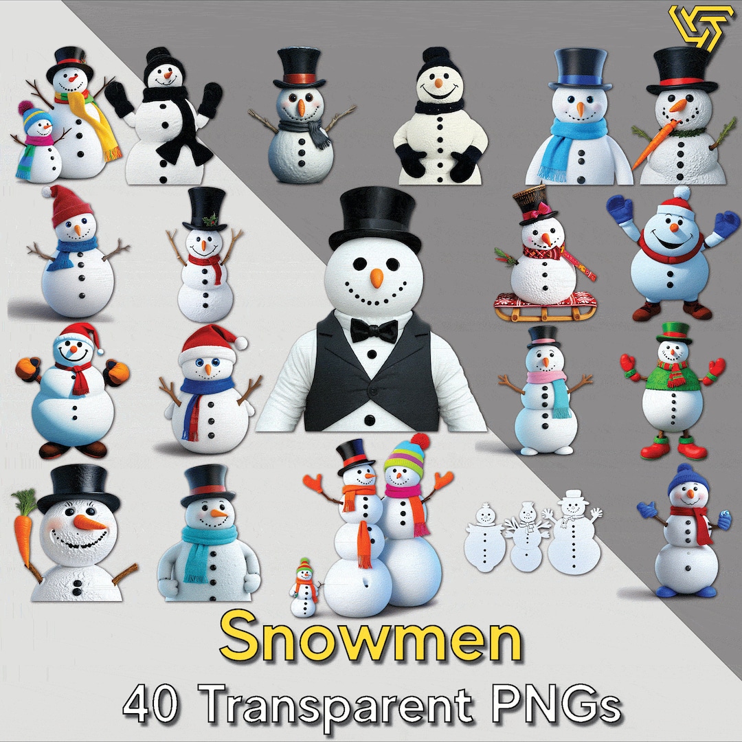 Snowmen PNG Clipart Bundle #1 - 40 High-resolution 300 DPI Transparent ...