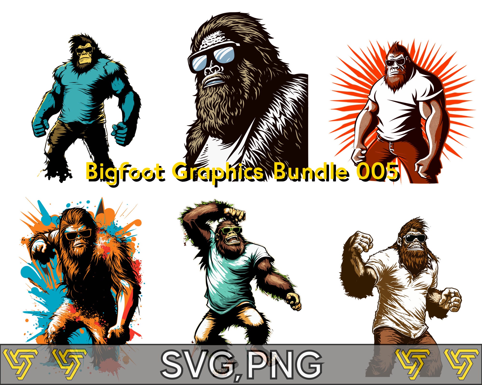 Bigfoot Clipart Bundle 005 PNG & SVG Instant Downloads for - Etsy