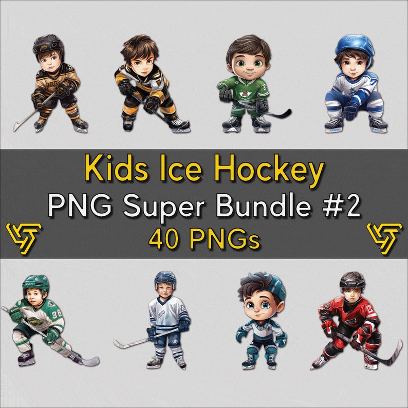 Kids Ice Hockey Clipart Bundle #2 | PNG Bundle | Instant Download | 40 ...