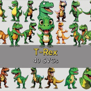 T-rex SVG Bundle #1 - 40 Clipart Designs Ready for Your Social Media ...