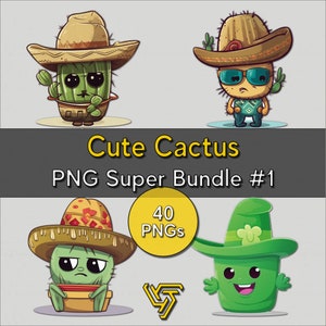 Cute Cactus PNG Bundle 1 Instantly Download Your Sublimation Friendly ...