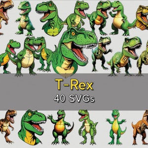 T-rex SVG Bundle #1 - 40 Clipart Designs Ready for Your Social Media ...