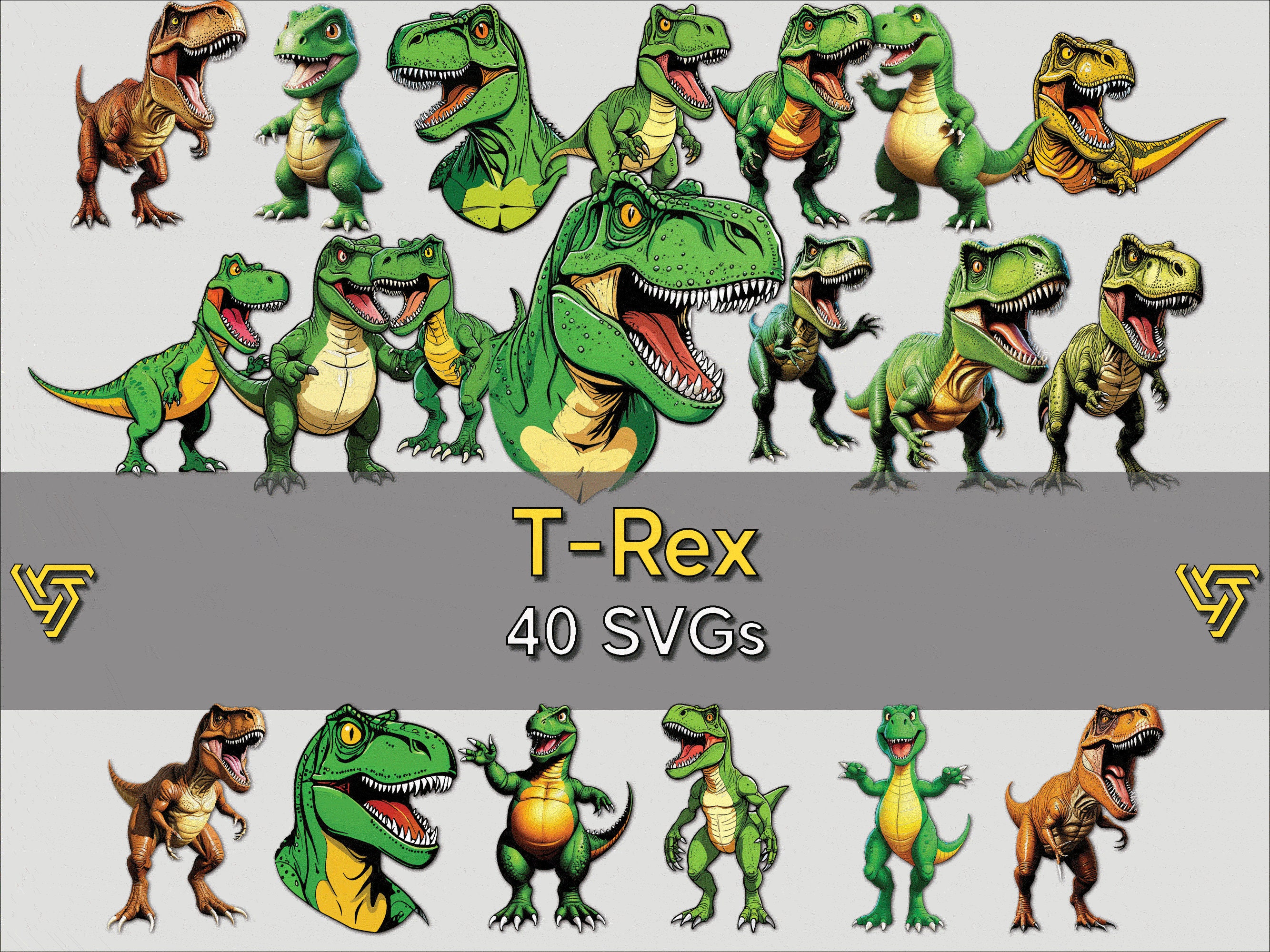 T-rex SVG Bundle #1 - 40 Clipart Designs Ready for Your Social Media ...