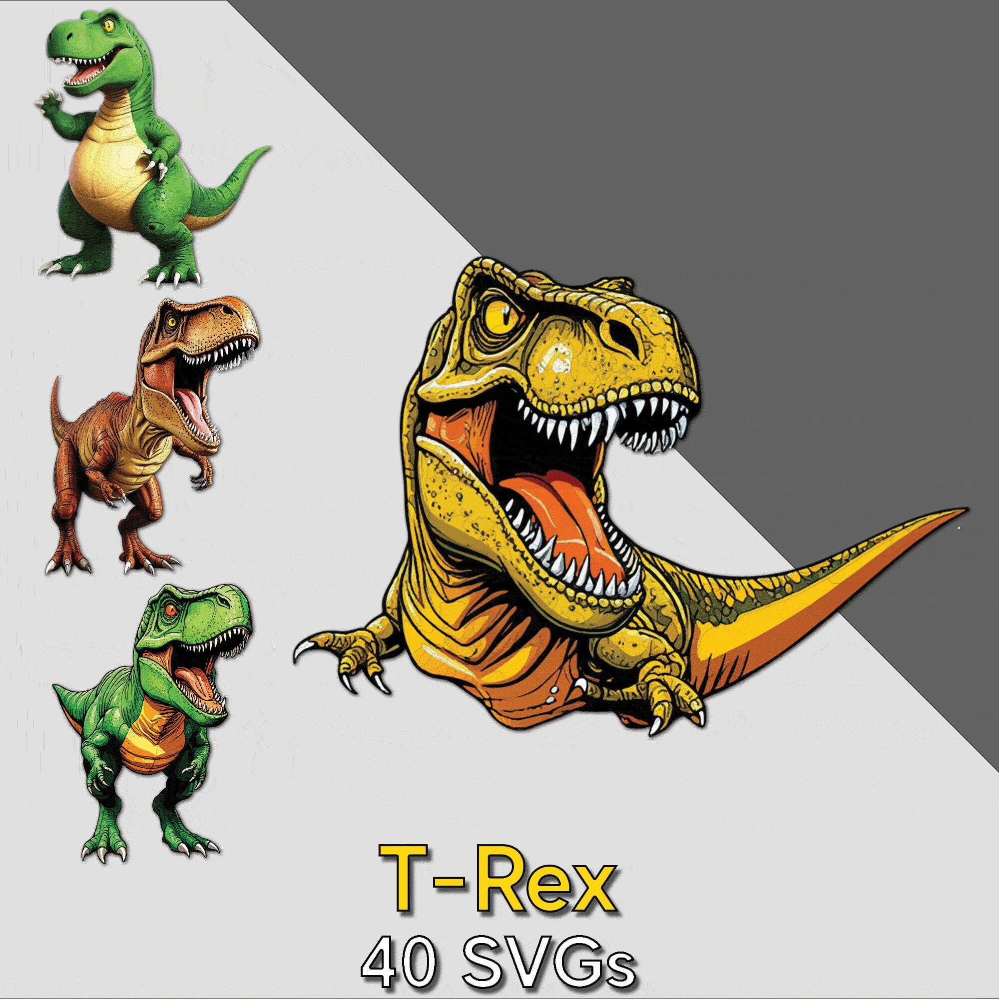T-rex SVG Bundle #1 - 40 Clipart Designs Ready for Your Social Media ...