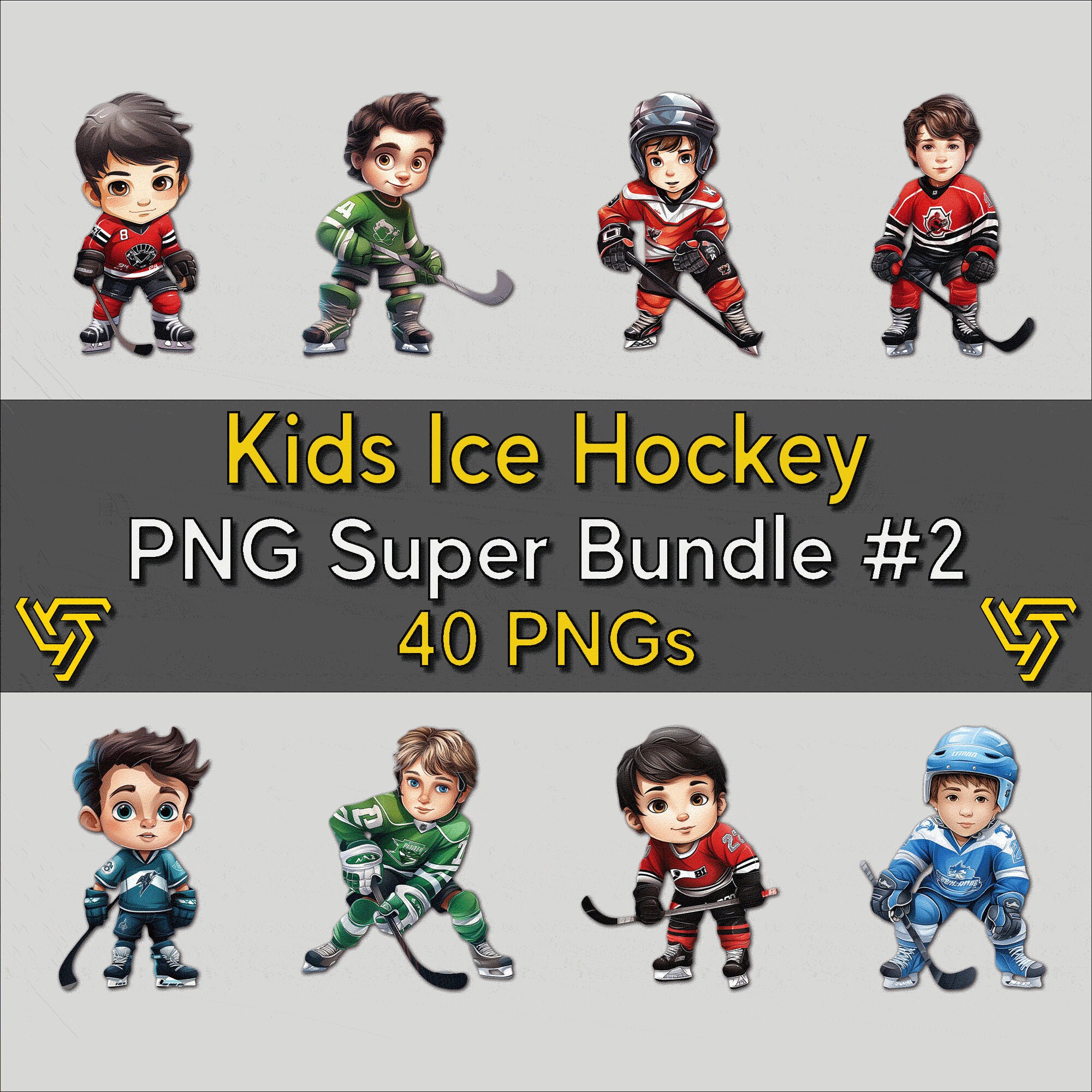 Kids Ice Hockey Clipart Bundle #2 | PNG Bundle | Instant Download | 40 ...