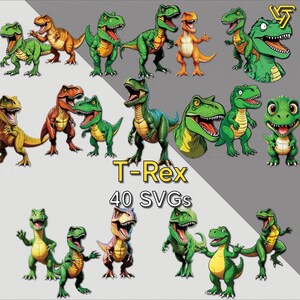 T-rex SVG Bundle #1 - 40 Clipart Designs Ready for Your Social Media ...