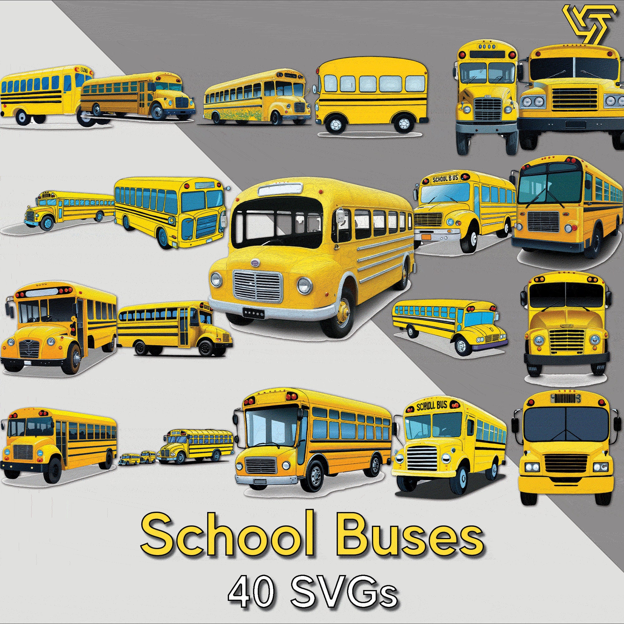 40 School Bus SVG Bundle Clipart for Back to School, Digital Download ...