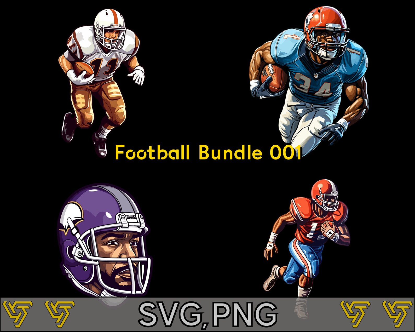 Football Clipart Bundle 001 | 8 Designs in Each Football SVG Bundle and ...