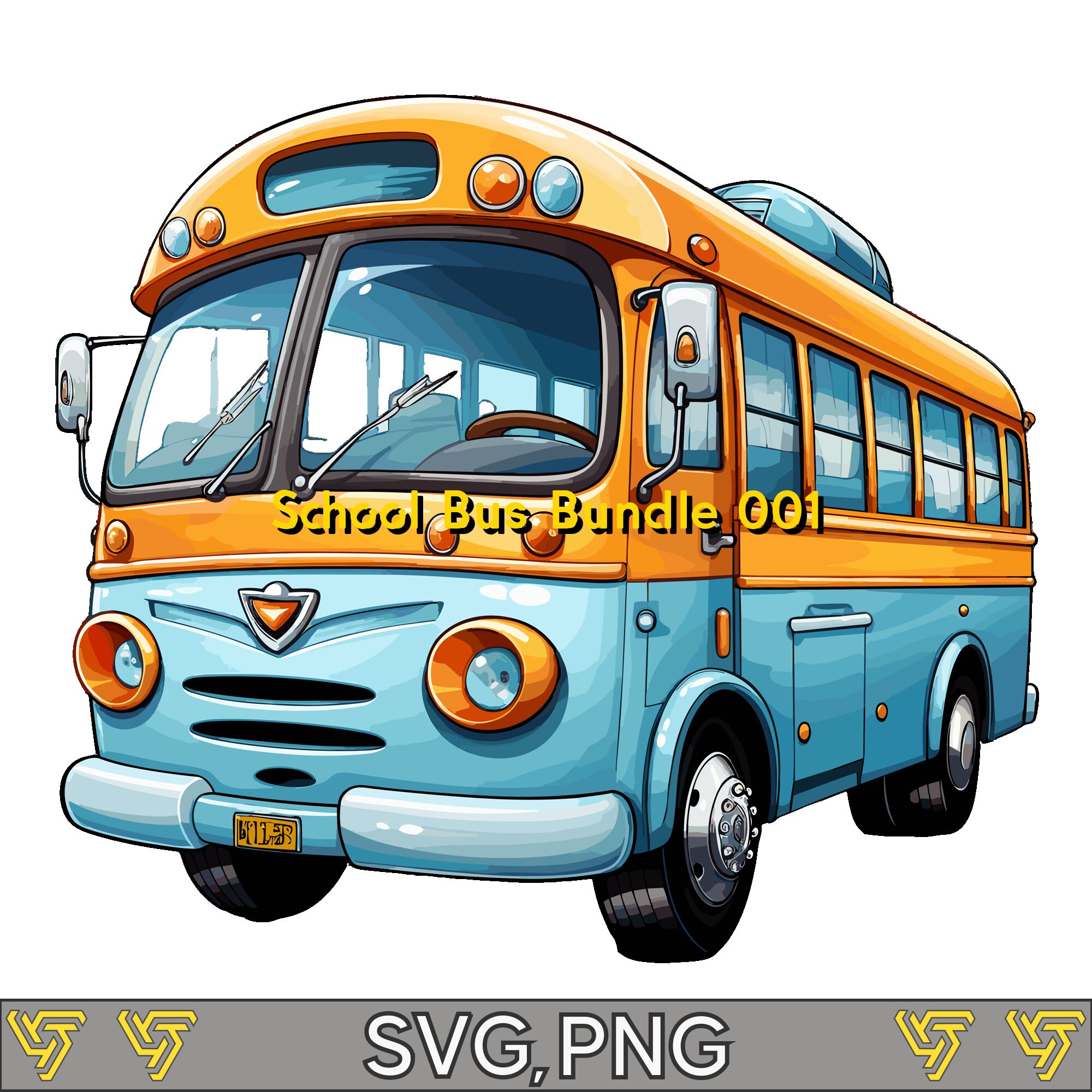 Colorful School Bus SVG Bundle 001: 6 Designs Transparent Pngs for ...