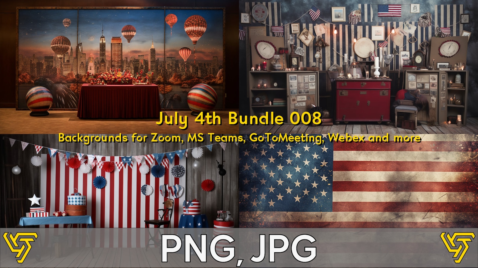 July 4th Instant Digital Download Bundle 008 - 4 Backgrounds in JPG ...
