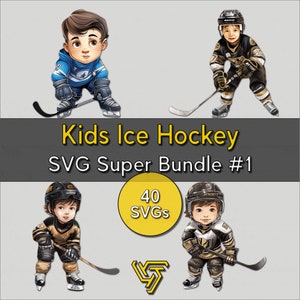 Kids Ice Hockey Clipart Bundle #1 | SVG Bundle | Instant Download | 40 ...