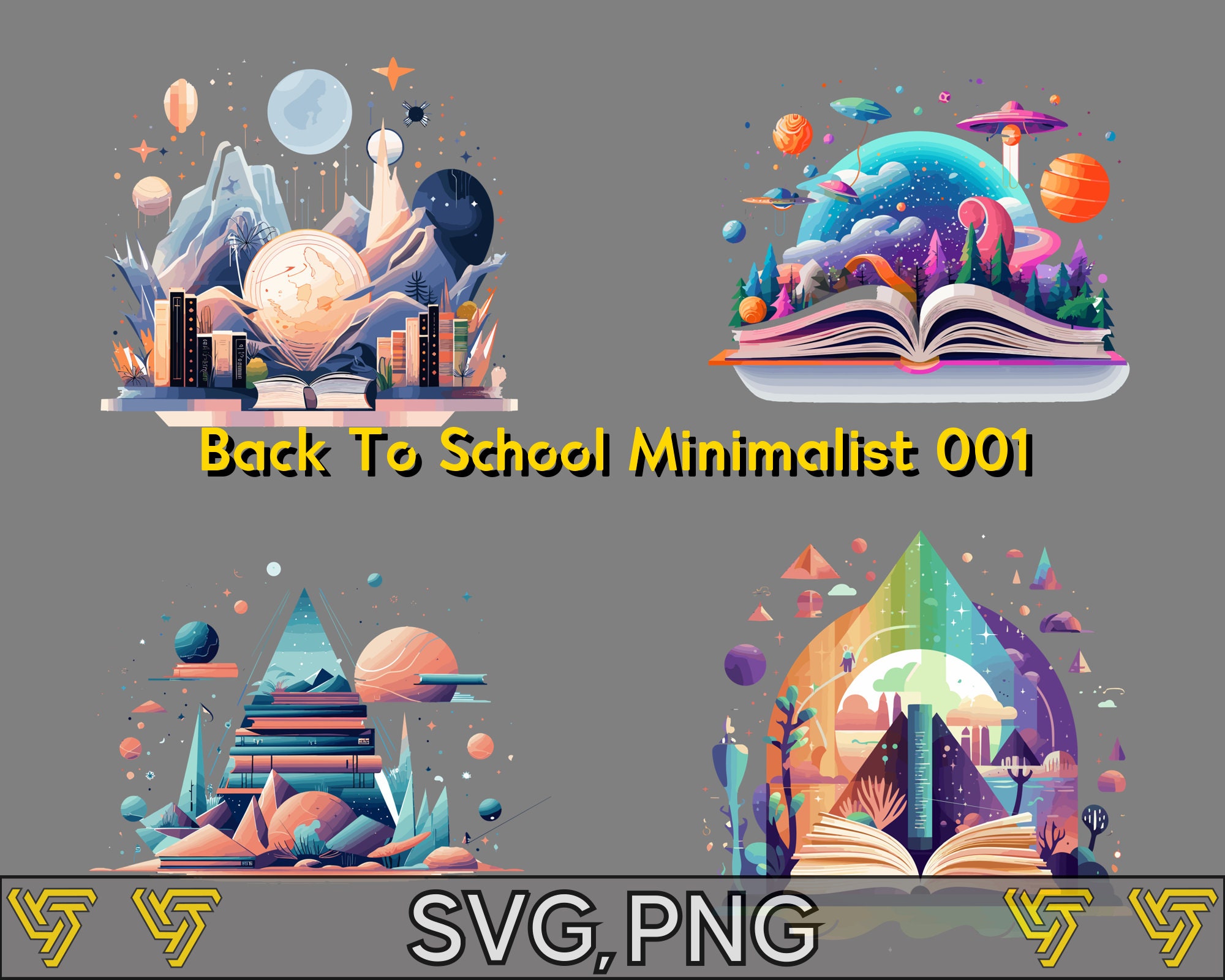 Back to School Minimalist Clipart Bundle 001 4 PNG and 4 SVG - Etsy