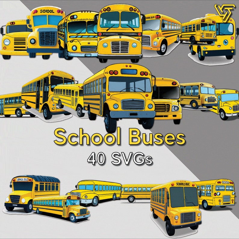 40 School Bus SVG Bundle | Clipart for Back to School, Digital Download ...