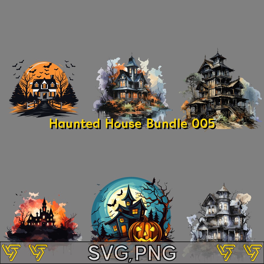 Halloween Haunted House Clipart Bundle 005 With 6 Designs in - Etsy