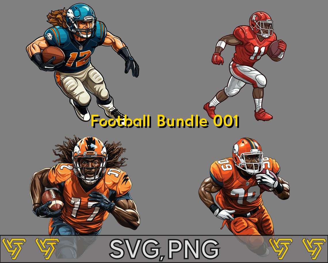 Football Clipart Bundle 001 | 8 Designs in Each Football SVG Bundle and ...