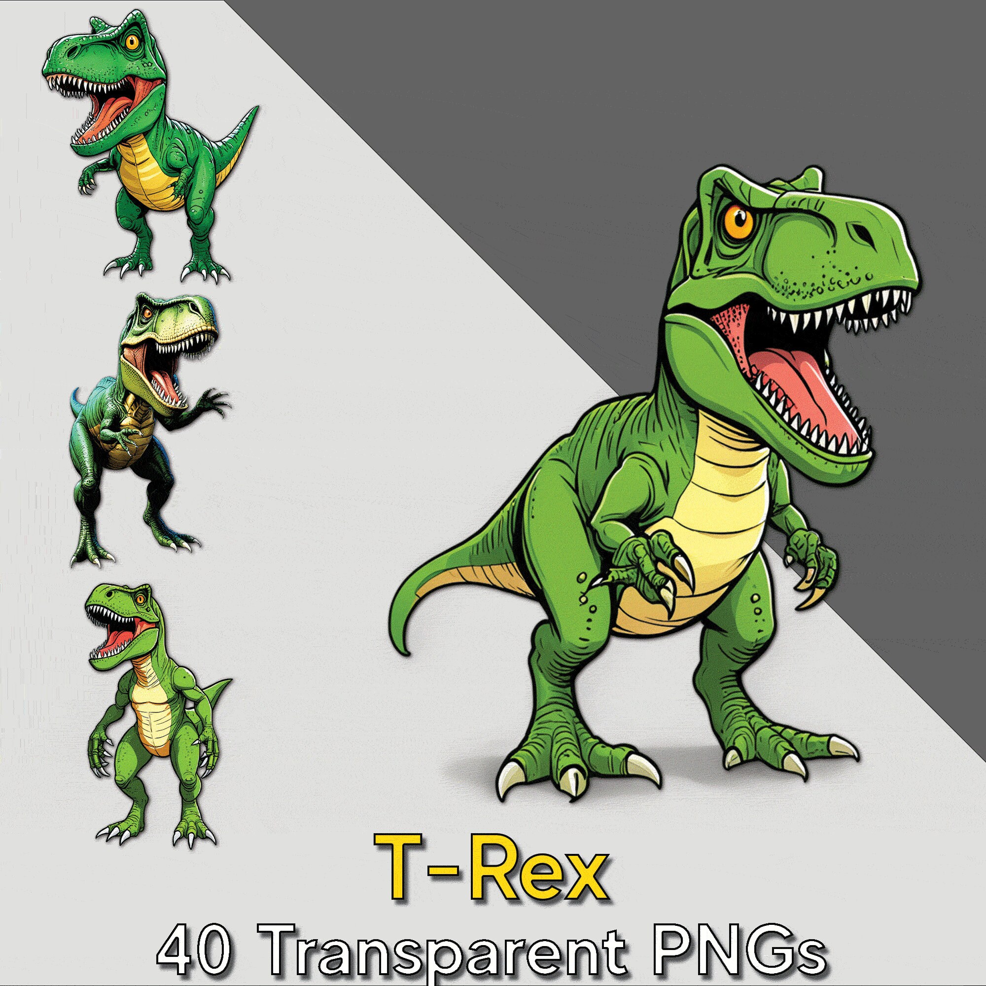 40 T-Rex Dinosaur PNG Clipart Bundle / 300 DPI Transparente / Descarga Digital para Manualidades ...