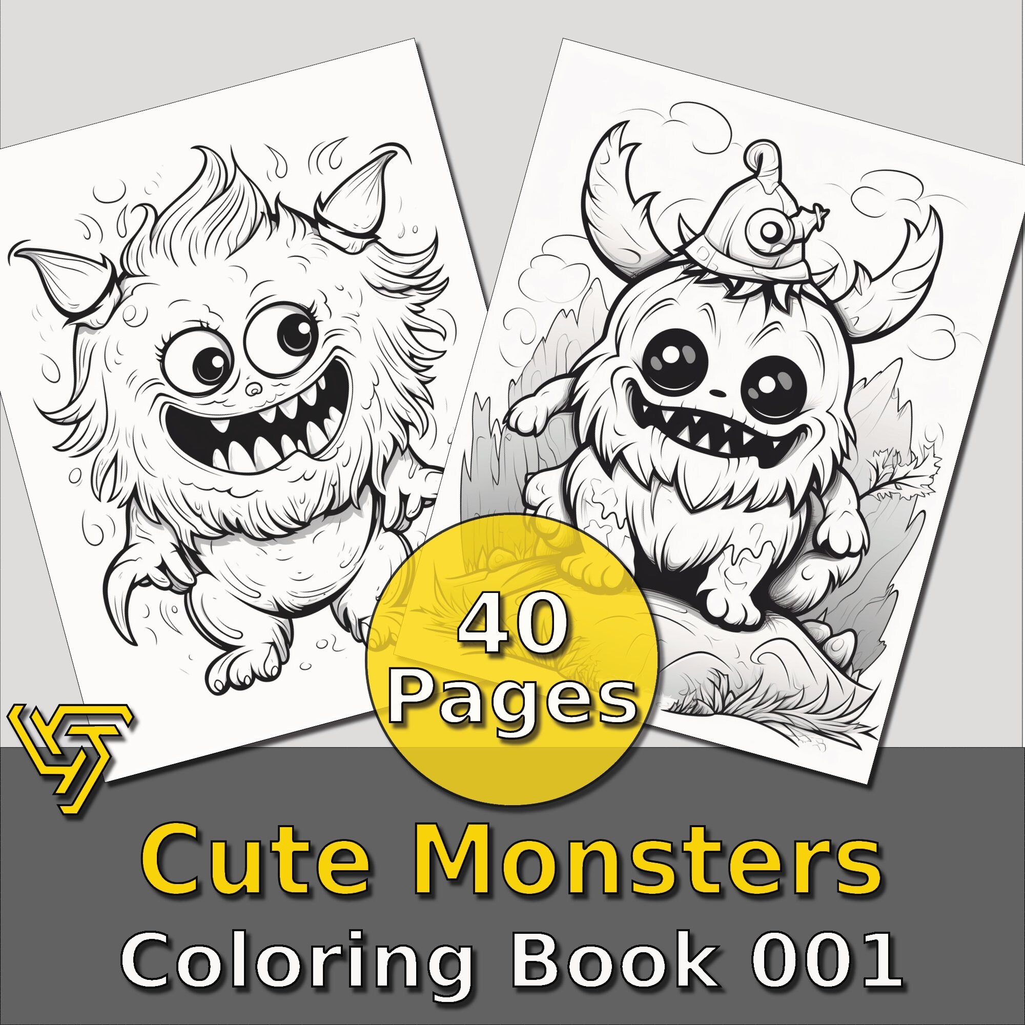 Cute Monsters Halloween Coloring Book 001 - 40 Coloring Pages - Etsy