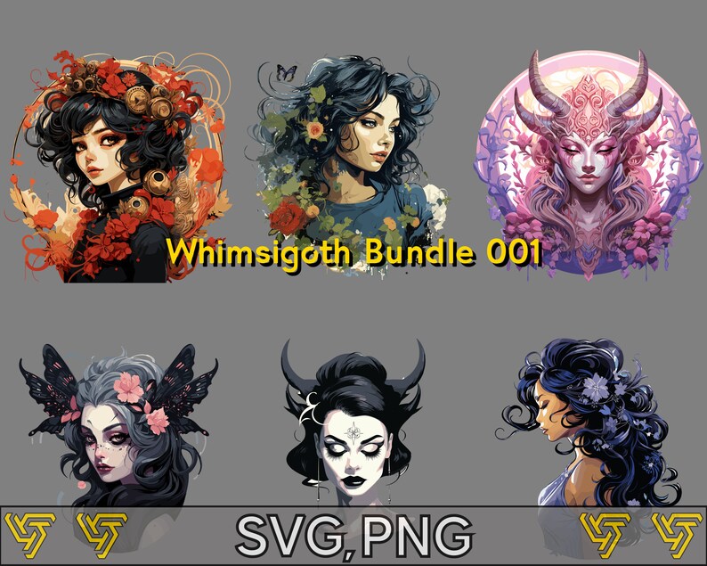 Whimsigoth Clipart Bundle 001 | 6 PNG and 6 SVG Instant Downloads | for ...