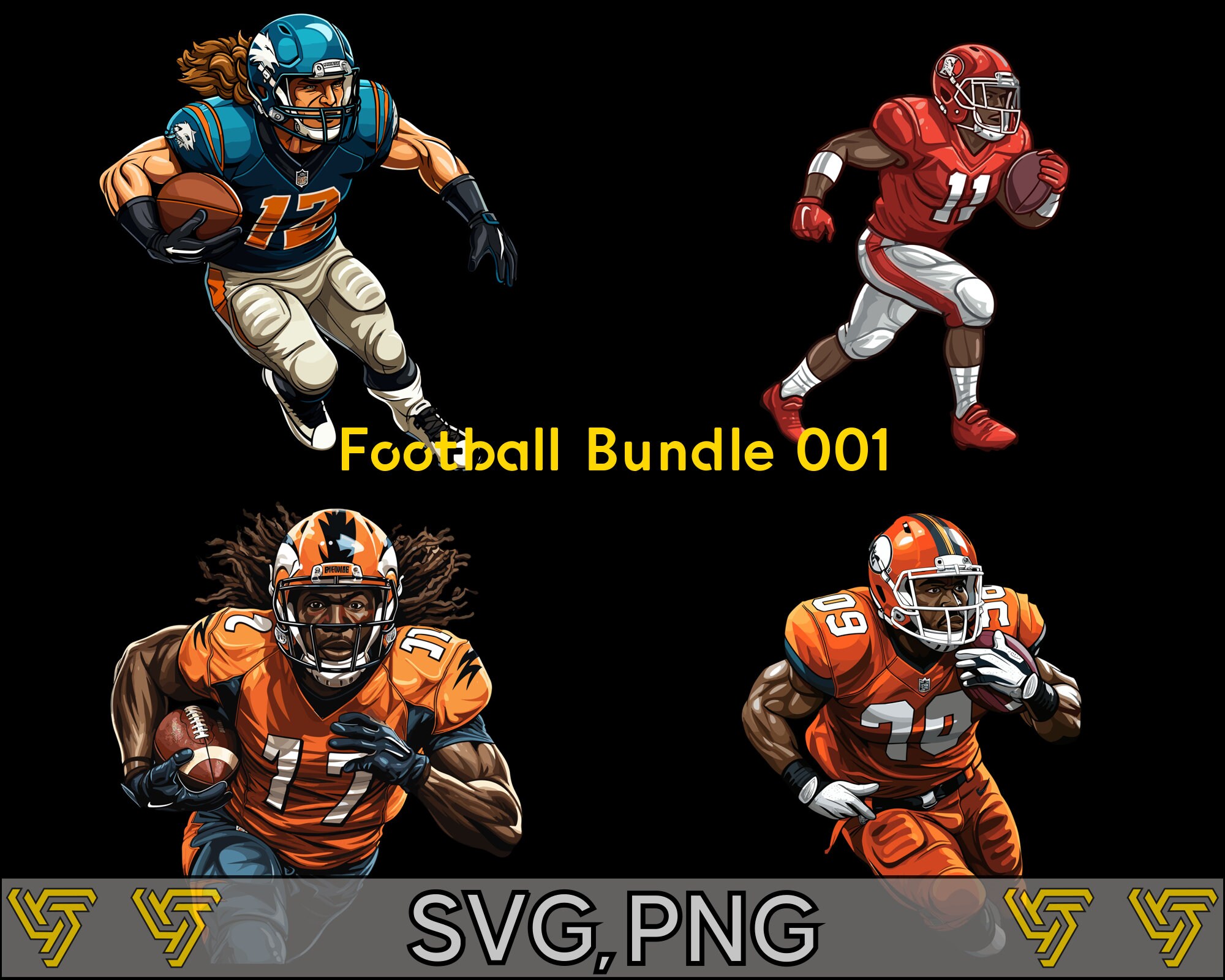 Football Clipart Bundle 001 | 8 Designs in Each Football SVG Bundle and ...