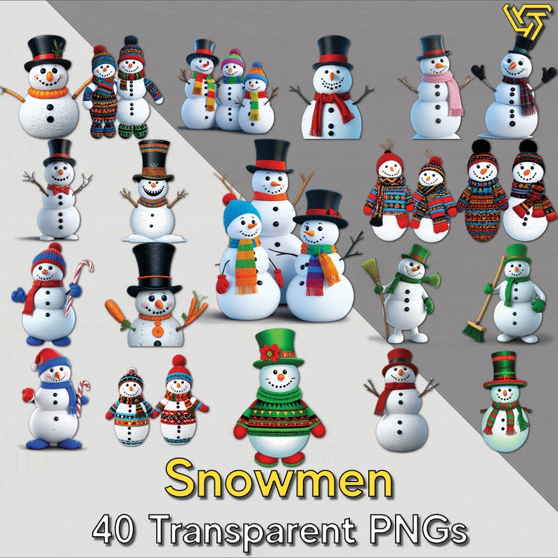 Snowmen PNG Clipart Bundle #1 - 40 High-resolution 300 DPI Transparent ...