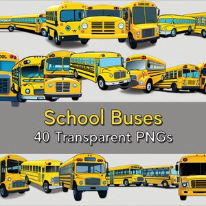 40 Fun School Buses PNG Clipart Bundle #1 | 300 DPI Transparent Pngs ...