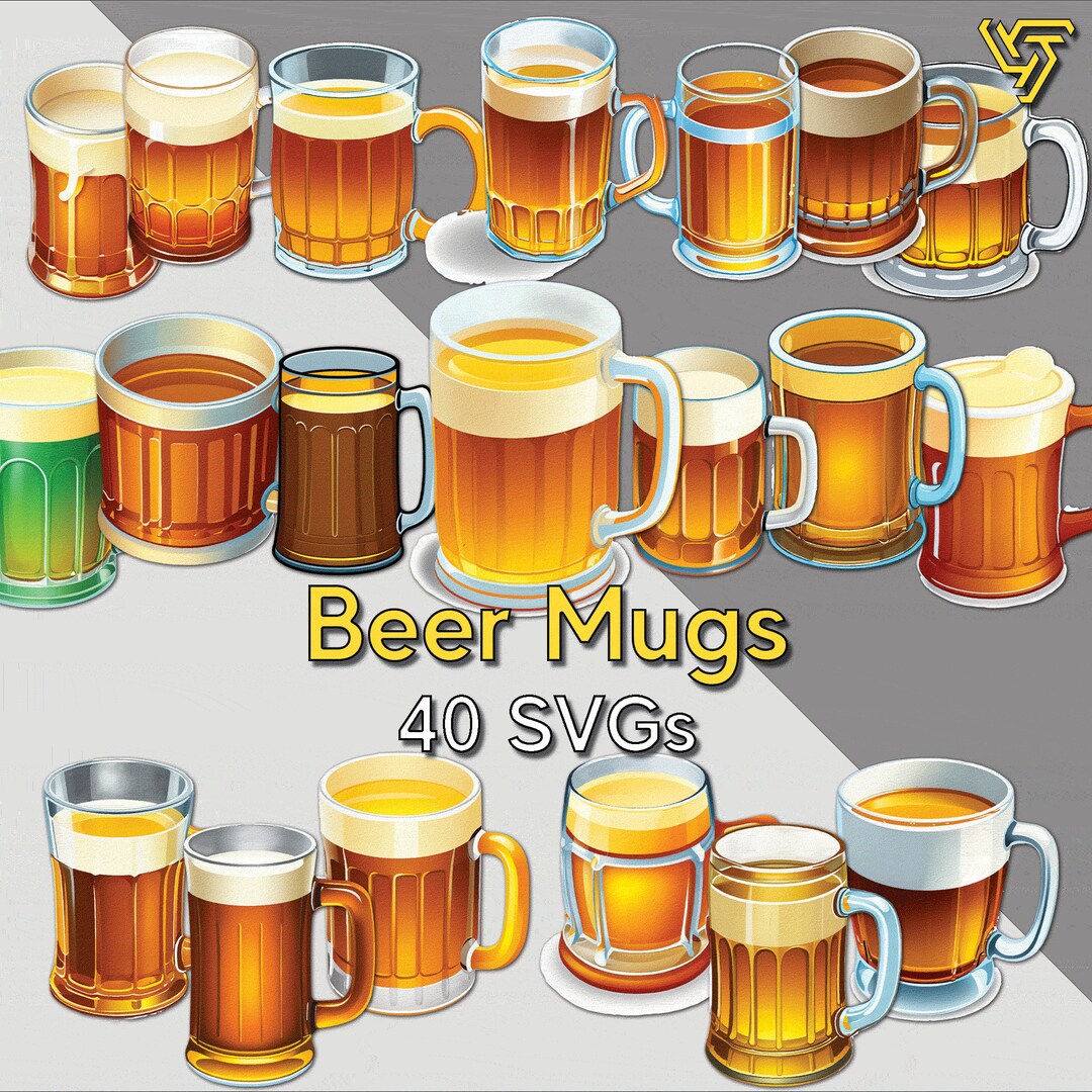 Beer Mugs SVG Clipart Bundle – 40 Craft Beer Designs (digital Download ...