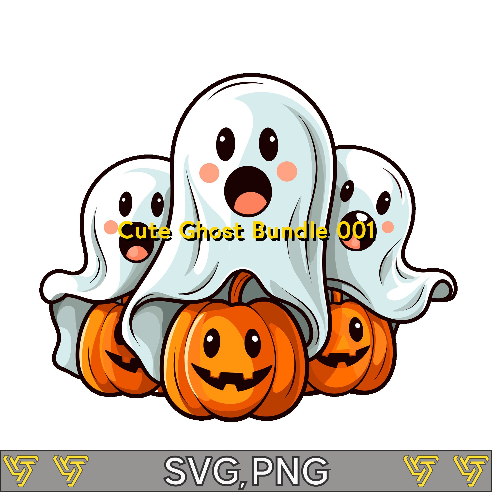 Cute Halloween Ghost Clipart Bundle 001 6 Instant Download - Etsy