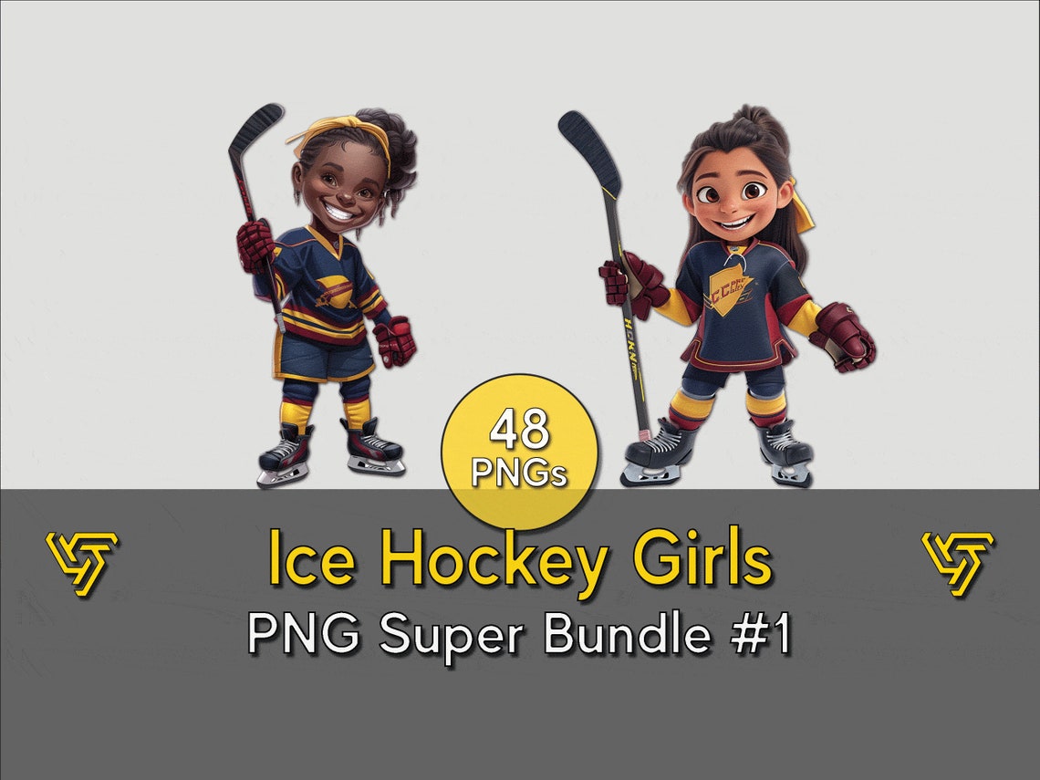 Ice Hockey Girls Clipart Bundle #1 - Instantly Download Your Ice Hockey ...