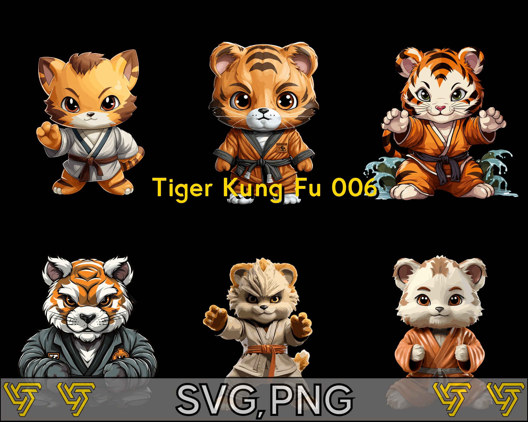 Tiger SVG Bundle Kung Fu Themed Clipart Bundle 006 - Etsy