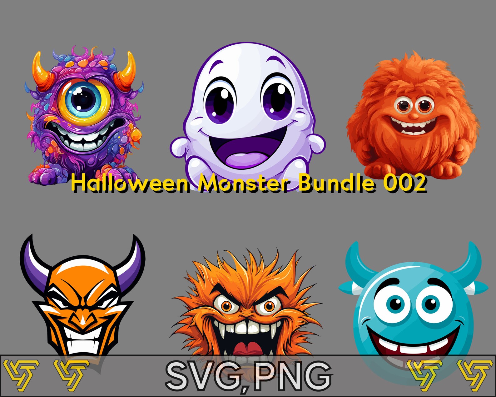 Halloween Monster Clipart Bundle 002 With 6 Designs in Our SVG Bundle ...