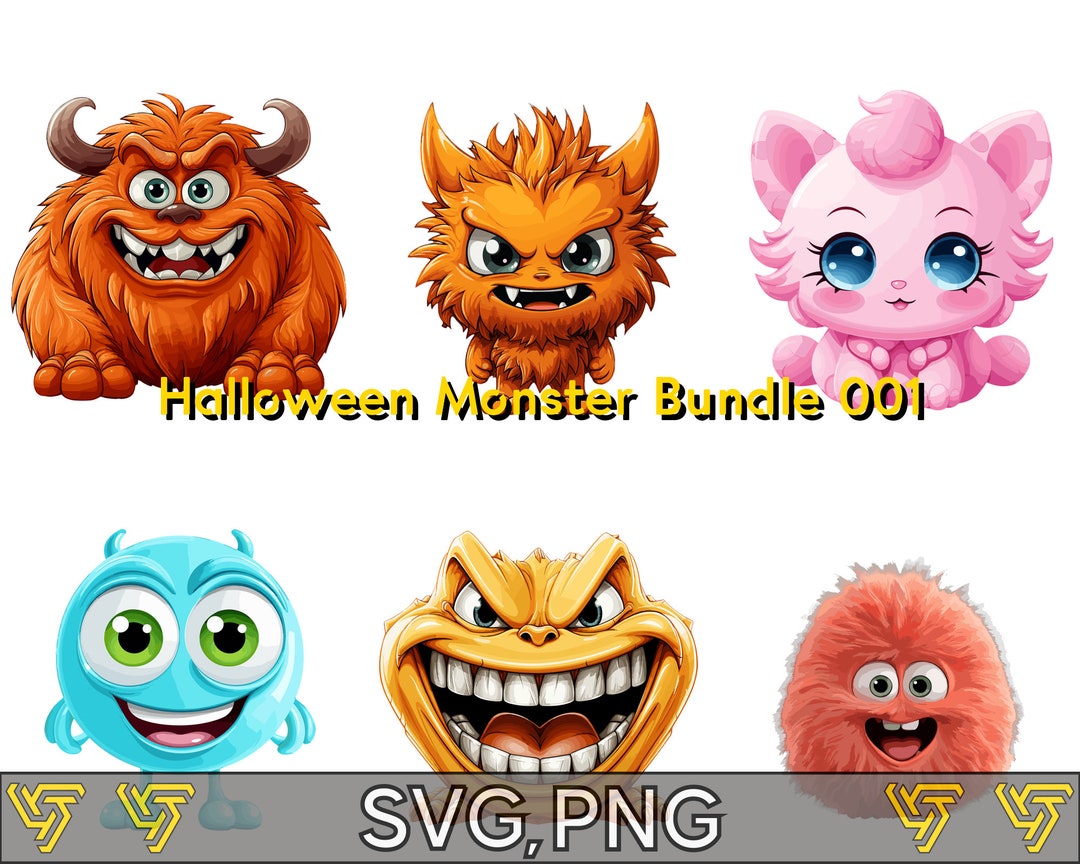 Halloween Monster Clipart Bundle 001 With 6 Designs in Our SVG Bundle ...