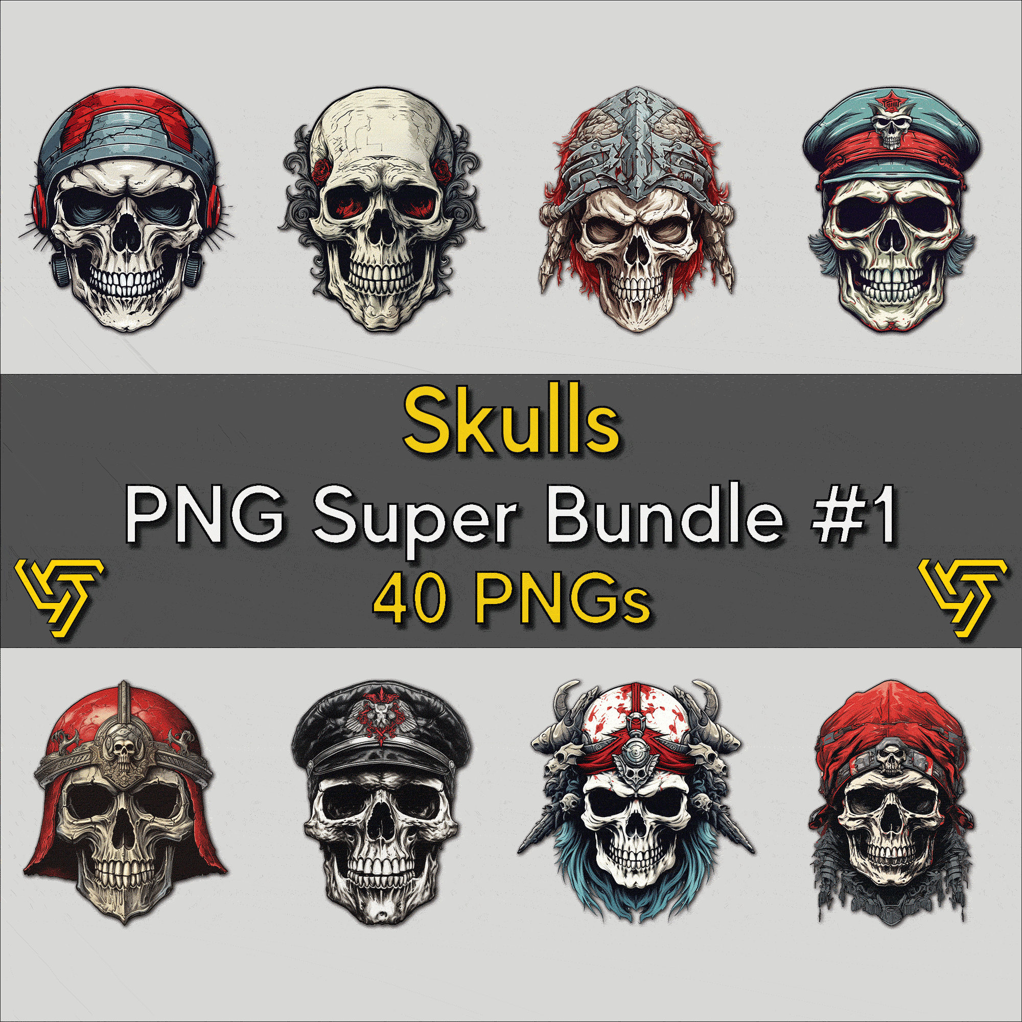 Skull Clipart PNG Bundle – 40 Halloween Graphics (digital Download) - Etsy