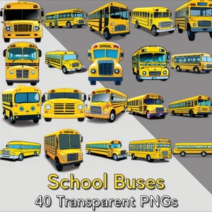 40 Fun School Buses PNG Clipart Bundle #1 | 300 DPI Transparent Pngs ...