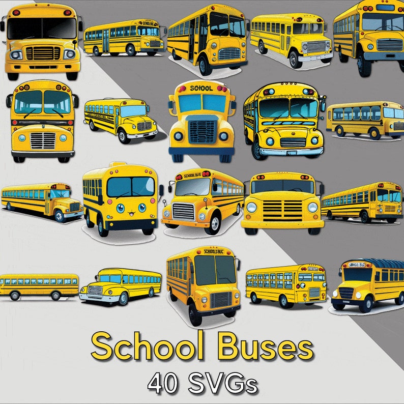 40 School Bus SVG Bundle | Clipart for Back to School, Digital Download ...