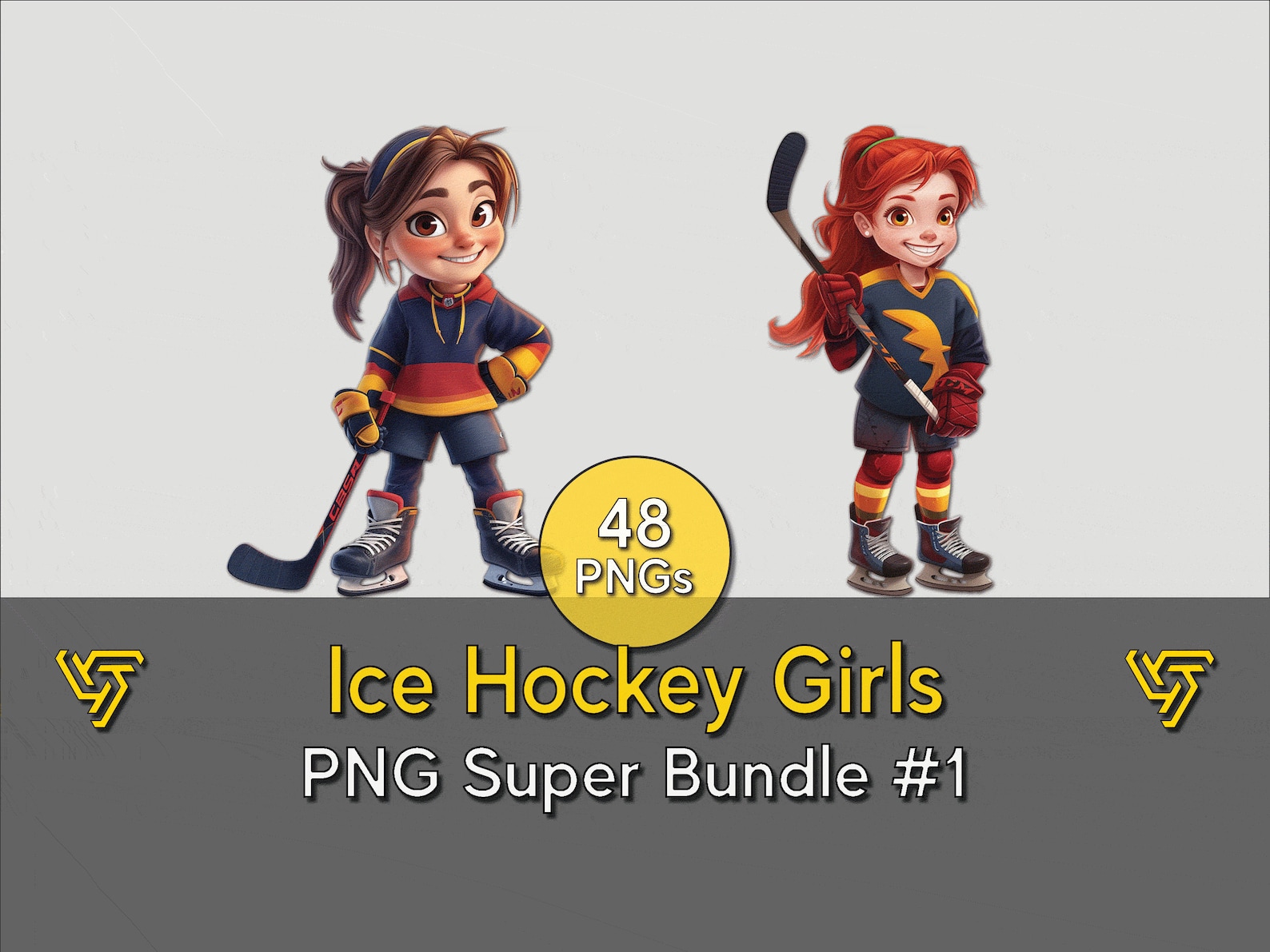 Ice Hockey Girls Clipart Bundle #1 - Instantly Download Your Ice Hockey ...