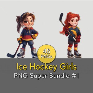 Ice Hockey Girls Clipart Bundle #1 - Instantly Download Your Ice Hockey ...