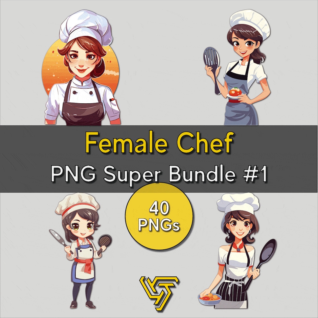 Female Chef PNG Bundle #1 - Instant Download of 300 DPI Transparent PNG ...