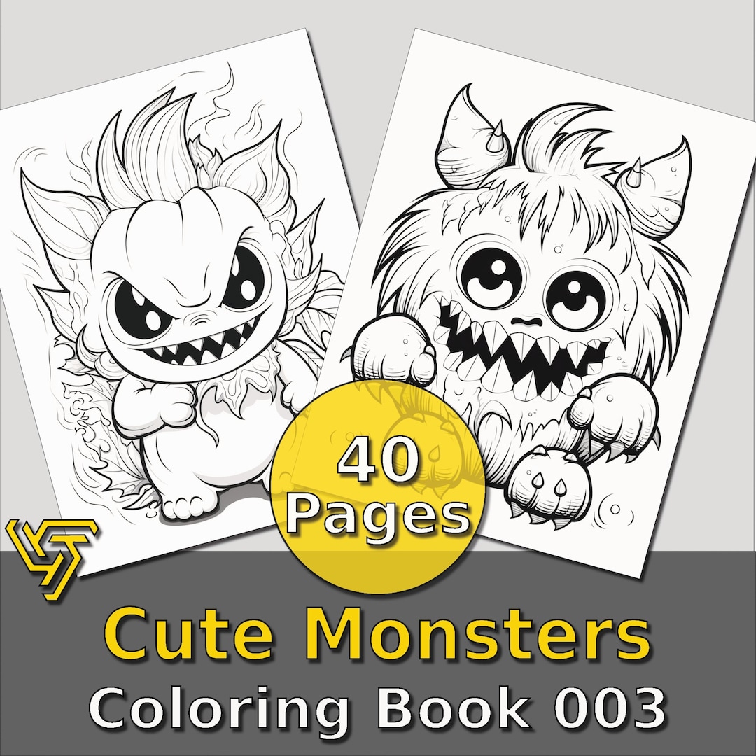 Cute Monster Halloween Coloring Book 003 - 40 Coloring Pages - Etsy
