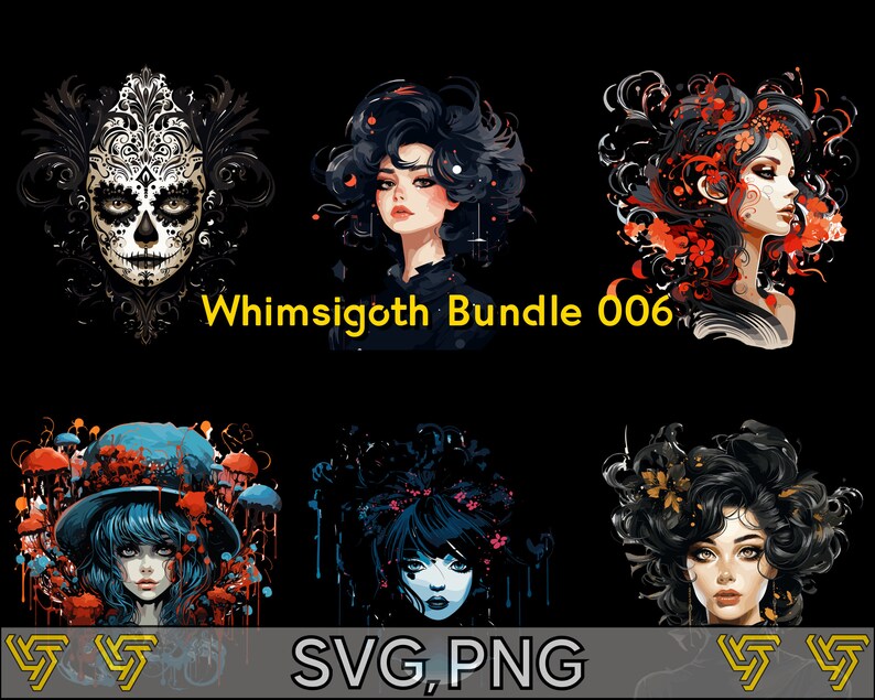 Whimsigoth Clipart Bundle 006 | 6 PNG and 6 SVG Instant Downloads | for ...