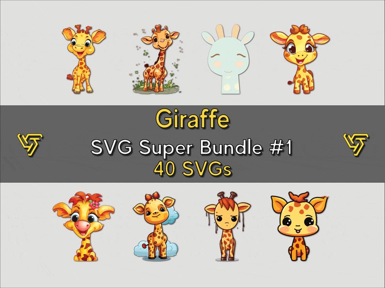 Cute Giraffe SVG Clipart Bundle - 40 Unique Designs - Etsy